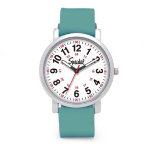 speidel original scrub watch™ for nurses, medical professionals, mens and womens watch with second hand nursing, nurse watches for women men, waterproof 12 and 24 hr time - teal