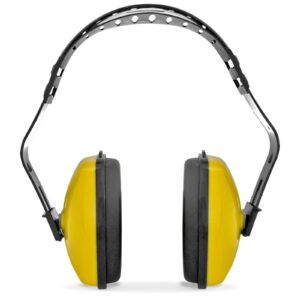 jorestech safety earmuffs yellow hearing and ear sound suppression adjustable headband lightweight protection for construction sleeping studying nrr 23db em-503