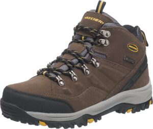 skechers men's relment pelmo hiking boot, khaki, 9 wide