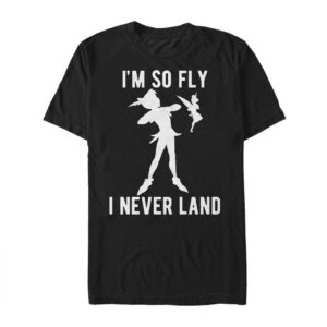 disney unisex adult peter pan tinkerbell i'm so fly neverland graphic t-shirt t shirt, black, large us