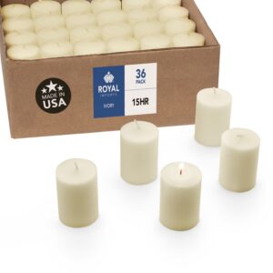 royal imports votive candle, unscented ivory wax, box of 36, for wedding, birthday, holiday & home decoration (15 hour)