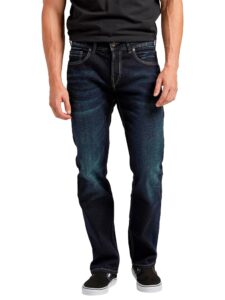 silver jeans co. men's allan slim fit straight leg jeans, dark wash bbs491, 34w x 32l