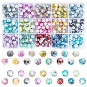 ph pandahall 420pcs 8mm glass beads 15 color beads for bracelet making loose beads baking painted drawbench glass beads round beads assortment for necklace bracelets making jewelry making