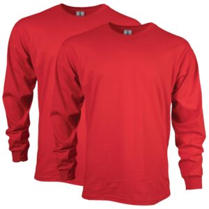 gildan men's ultra cotton long sleeve t-shirt, style g2400, multipack, red (2-pack), medium