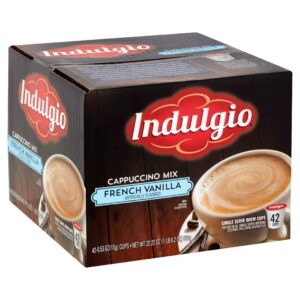 indulgio cappuccino mix 48 count single serve brew cups french vanilla