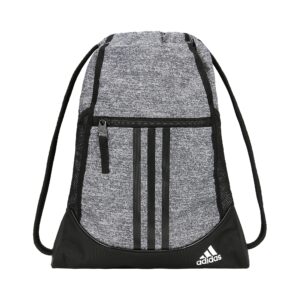 adidas unisex alliance sackpack (12l) lightweight athletic small drawstring team sports workout bag, jersey onix grey/black/white, one size