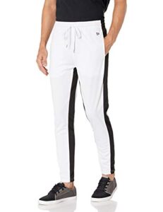 southpole mens athletic skinny track pants open bottom , white , x-large