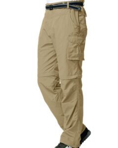 jessie kidden mens hiking pants convertible quick dry lightweight zip off outdoor fishing travel safari pants (225 khaki 32)