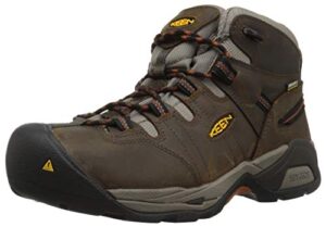 keen utility men's detroit xt mid height soft toe waterproof work boots, black olive/leather brown, 13 wide