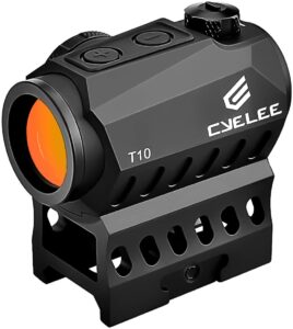 cyelee t10 red dot sight 1x20mm 2moa shake awake rifle scope with absolute co witness riser