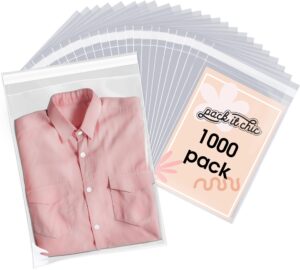 pack it chic - (1000 pack) clear resealable polypropylene bags - fits prints, photos, documents - self seal (9" x 12")