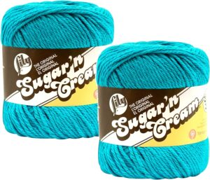 lily sugar 'n cream super size yarn 100% cotton 4 oz mod blue set of 2