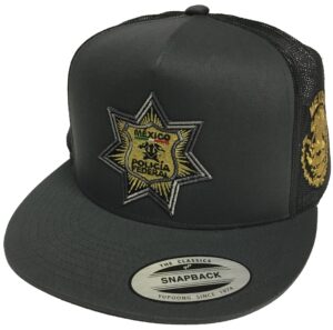 policia federal de mexico logo federal 2 logos hat dark grey mesh