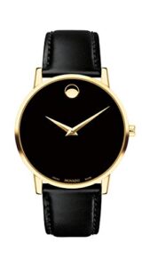 movado museum classic men's watch - swiss quartz 2h movement, calfskin strap - 3 atm water resistance - luxury fashion timepiece for him - 40mm