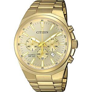 citizen quartz mens watch, stainless steel, classic, gold-tone (model: an8172-53p)