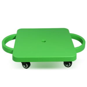 gse games & sports expert floor scooter board with handles, sitting scooter for kids indoor play equipment, fun scoot board with non-marring plastic casters for children (green)