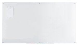 audio-visual direct magnetic white glass dry-erase board set - 8' x 4' - includes magnets, hardware & marker tray