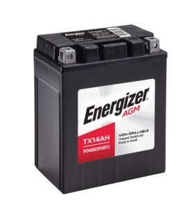 energizer tx14ah agm atv and utv 12v battery, 210 cold cranking amps and 12 ahr, replaces: ytx14ah-bs and others