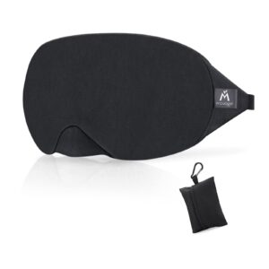 mavogel cotton sleep mask - updated design light blocking sleep eye mask, soft and comfortable night sleeping mask for men women, eye blinder for travel/sleeping, includes travel pouch, black