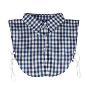 vpang women's stylish detachable half shirt blouse false collar plaid shirt collar fake collar dickey collar (blue)