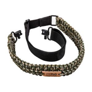 tlo outdoors paracord gun sling - tactical 2-point rifle sling, extra wide, adjustable strap with swivels for rifle, shotgun, and crossbow for hunting, shooting, gun safety (550 rated nylon)