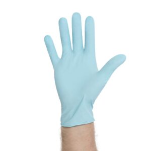 halyard blue nitrile exam gloves, powder-free, non-sterile, 5.9 mil, 9.5", blue, medium, 53102 (box of 100)