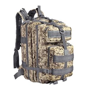 flexzion assault pack backpack - 40l large tactical bags for men military style backpack, molle bug out gear backpack, water-resistant rucksack army backpack for men and women - arctic camouflage