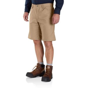 carhartt mens rugged professional relaxed fit canvas work utility shorts, dark khaki, 38 us