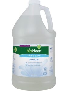 biokleen free & clear dish soap - dish liquid, dishwashing cleaner, eco-friendly, non-toxic, plant-based, no artificial fragrance, colors or preservatives, unscented