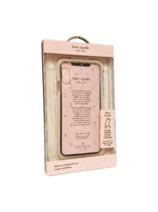 kate spade defensive hardshell case for apple iphone xs max - plastic, slim fit, clear/pin dot gems (ksiph-106-pdgpc)