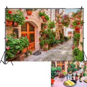 ofila italy old street backdrop 10x6.5ft flowers towns in italy backdrop umbria spello town italian themed birthday party backdrop medieval village photos travel pictures backdrop narrow alley photos