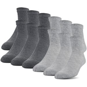 gildan men's polyester half cushion ankle socks, 12-pairs, grey, shoe size: 6-12