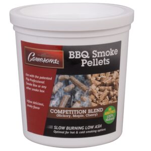 camerons smoking wood pellets (competition blend, 1 pint)- kiln dried bbq pellets- 100% all natural barbecue smoker chips- for pellot smokers and pellet grills - easy combustion, infuse smokey flavor