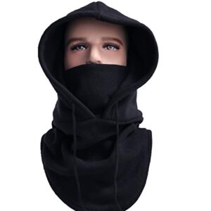 balaclava ski mask for men & women - heavyweight fleece hood - winter hat for skiing hunting motorcycle camping accessories black