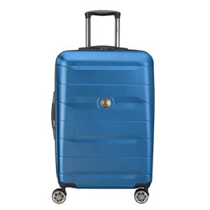 delsey luggage comete 2.0 medium checked luggage, hard case expandable spinner (steel blue)