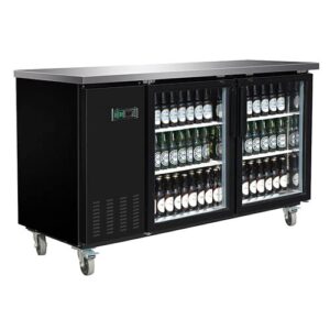 kratos refrigeration 69k-725 commercial glass door back bar cooler, 2 doors, 69" wide, black