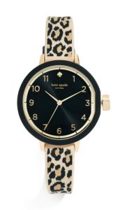 kate spade new york women's park row black and gold leopard silicone band watch (model: ksw1485)