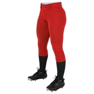 champro women's tournament traditional low-rise polyester softball pant, small, scarlet