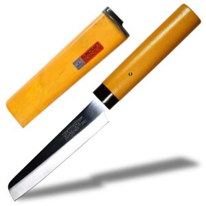 seki japan small fruit knife angular edge wooden handle, 8.5” small kitchen utility knife, stainless steel blade, vegetable knife paring knife pairing knife japanese knives with cover