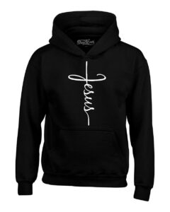 shop4ever jesus cross hoodie sweatshirts small black 0