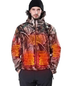 dewbu heated jacket for men with 12v battery pack winter outdoor soft shell electric heating coat, men's tree, xl