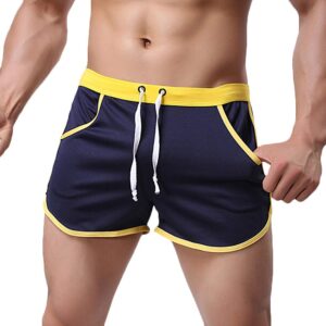 rexcyril men's running workout bodybuilding gym shorts athletic sports casual short pants small navy