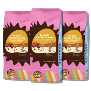 crazy cups french vanilla coffee, flavored ground coffee (vanilla creme), 10 oz bags, pack of 3