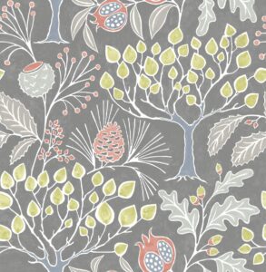 nuwallpaper nu3039 groovy garden grey peel & stick wallpaper, multicolor