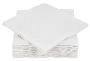 amcrate big party pack 40 count white dinner napkins tableware- ideal for wedding, party, birthday, dinner, lunch, cocktails. (7” x 7”)