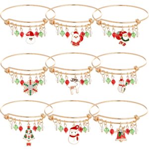 9 pcs christmas expandable charm bracelet thanksgiving xmas holiday bracelets jewelry set for women