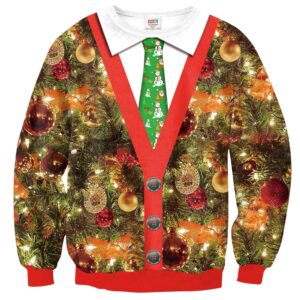 arvilhill christmas men's ugly holiday party sweatshirt tie printed light bulb long sleeve sweater xmas bells 2xl