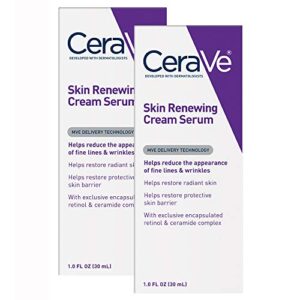 cerave anti aging cream serum | 2 pack (1 ounce each) | hydrating serum for radiant skin | fragrance free