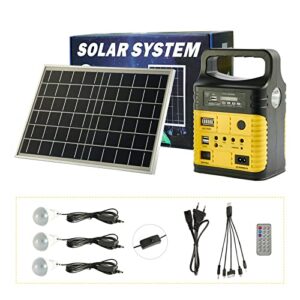 upeor solar power generator-portable power station-8000mah solar power generator with solar panel,mp3&fm radio,bluetooth,3 sets led lights,home outdoor solar generator for camping emergency(yellow)