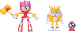 sonic the hedgehog sonic 4" action figure 2 pack - modern tails & modern amy